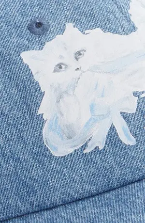 Acne Studios X Karen Kilimnik Carliy Cat Print Denim Baseball Cap